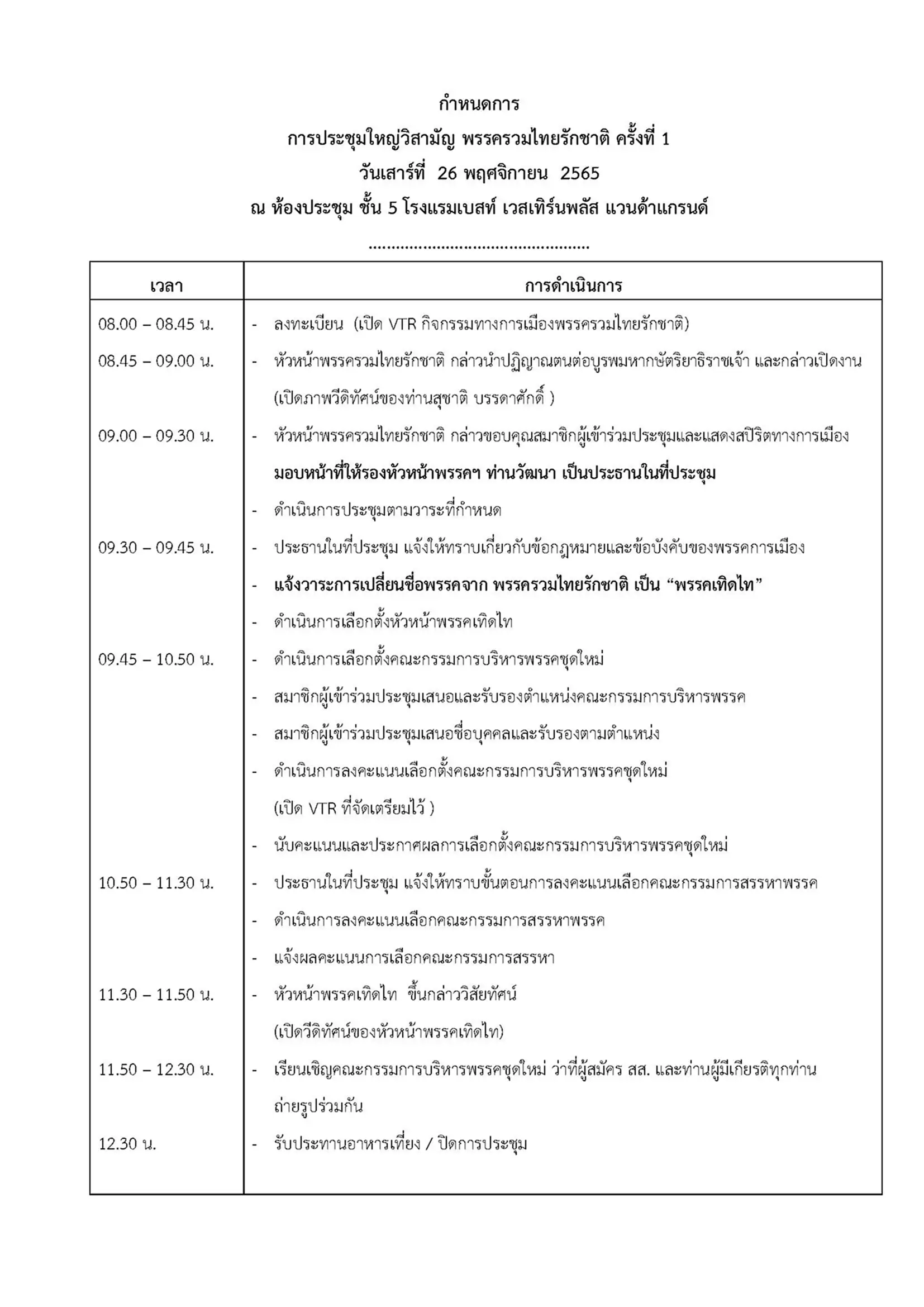 "พรรคเทิดไท" เตรียมประชุมตั้งหัวหน้าพรรค กรรมการบริหารพรรค 26 พ.ย.นี้ | TOPNEWS