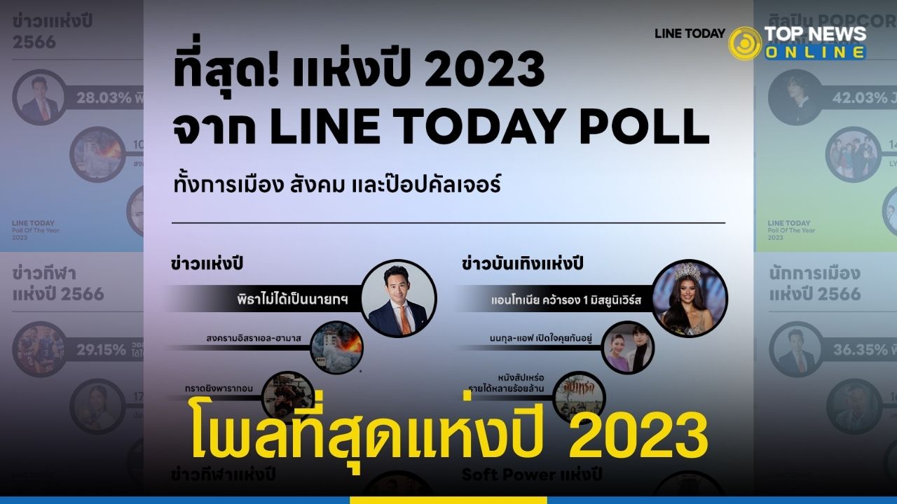 LINE TODAY POLL สรุปประเด็นฮิตในปี 2023 “พิธาหลุดนายกฯ” อันดับ 1 ข่าวแห่งปี | TOPNEWS