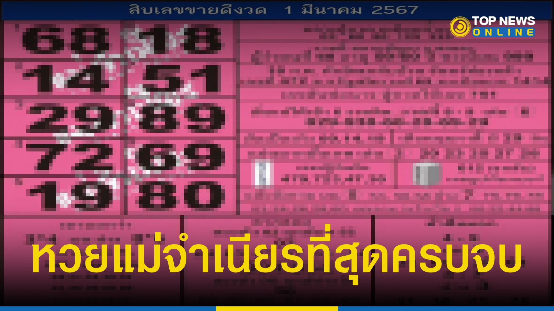 "หวย แม่ จํา เนียร 1 3 67" เลขเด็ด 1/3/67 เคาะ 10 ตัวปัง รวย